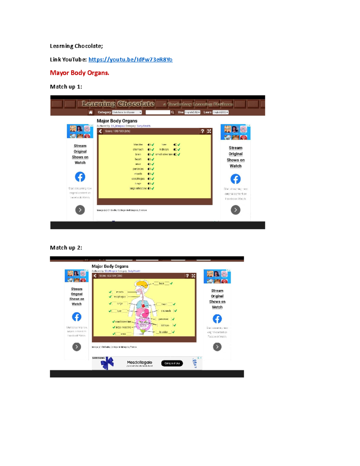 Learning chocolate Karla Arias - Inglés Técnico en Salud II - Learning ...