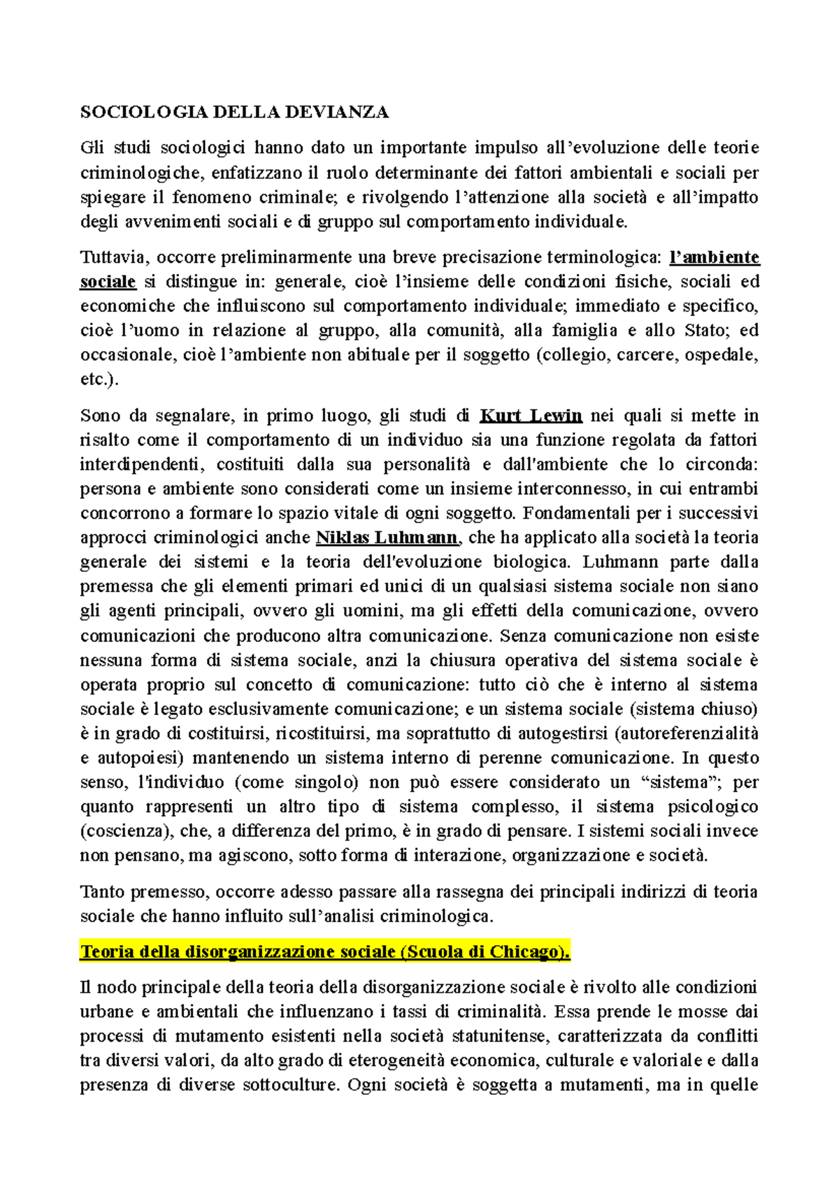 Sociologia Della Devianza - SOCIOLOGIA DELLA DEVIANZA Gli studi sociologici hanno dato un ...