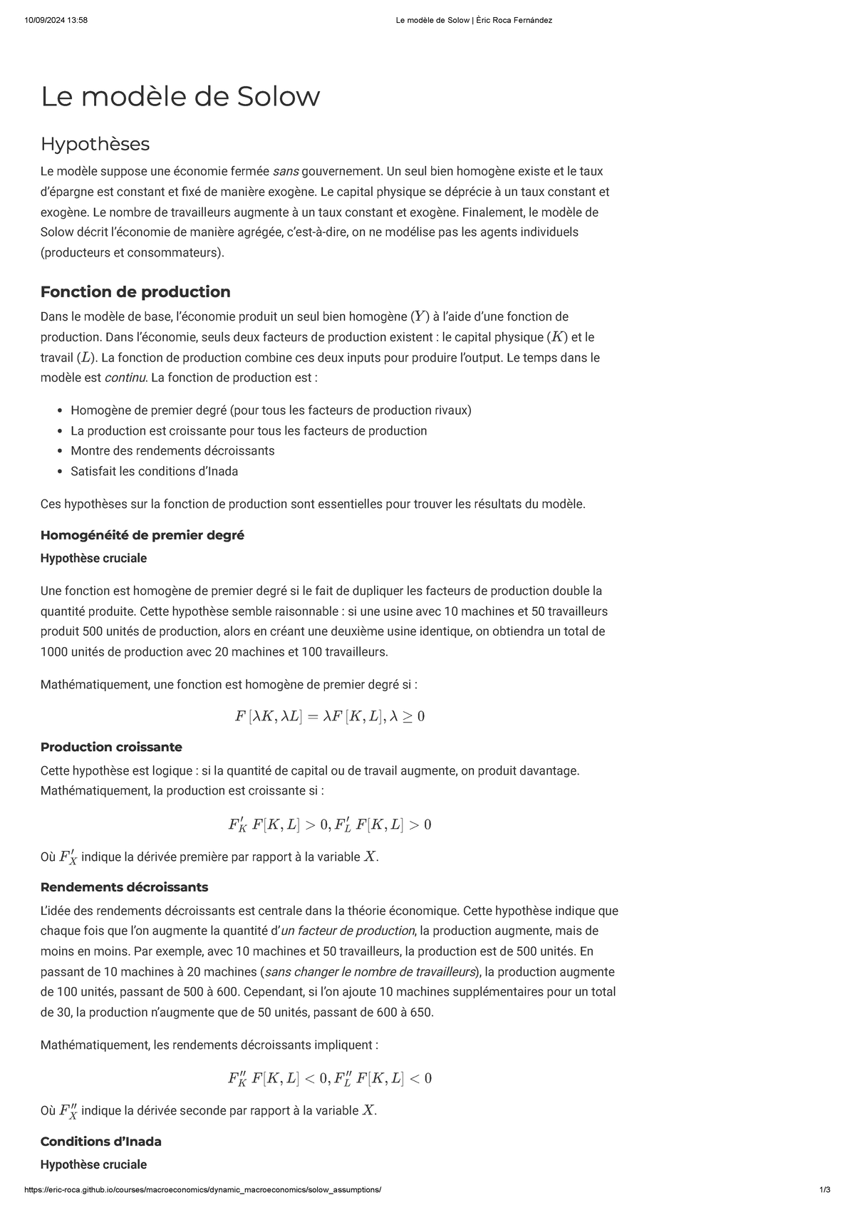 2-Le modèle de Solow Èric Roca Fernández - Le modèle de Solow ...