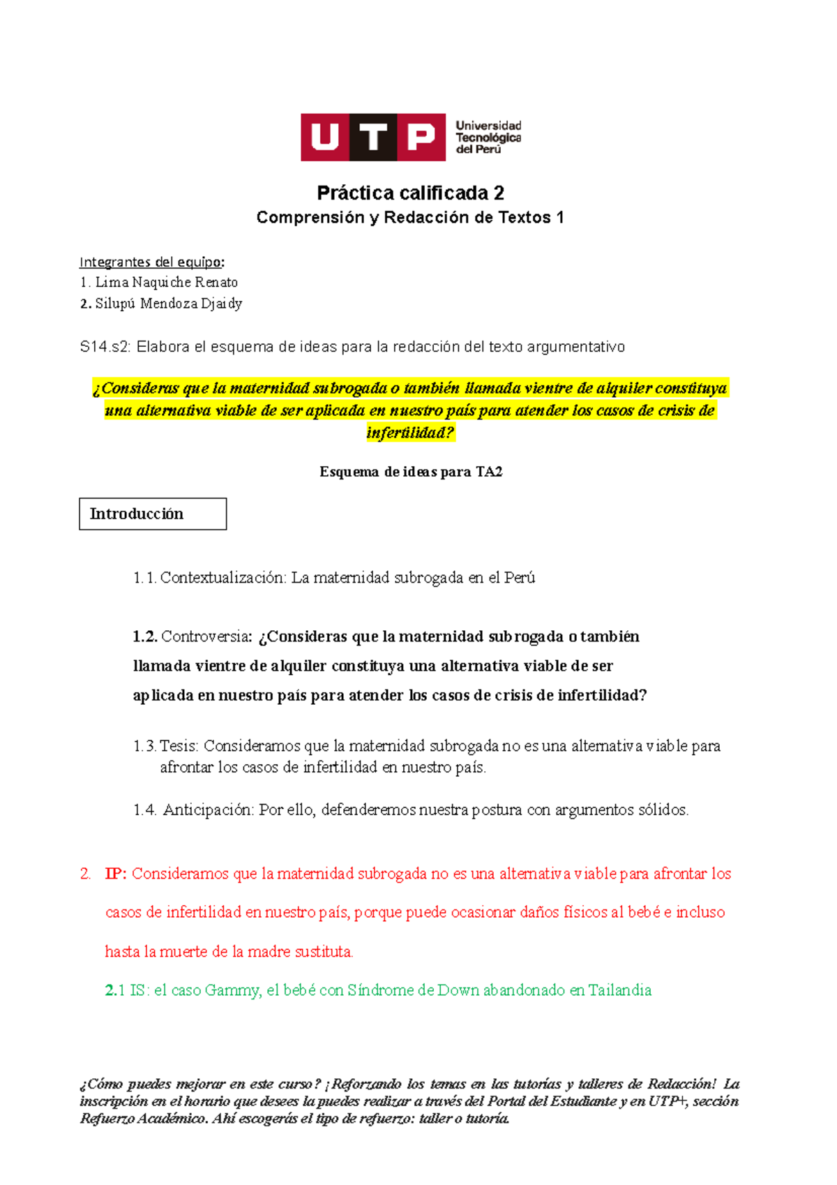 GC N01I PC2Consigna 22C1M-1-2 - Práctica calificada 2 Comprensión y Redacción de Textos 1 - Studocu