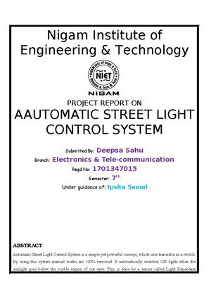Automatic street light control - Nigam Institute of Engineering ...