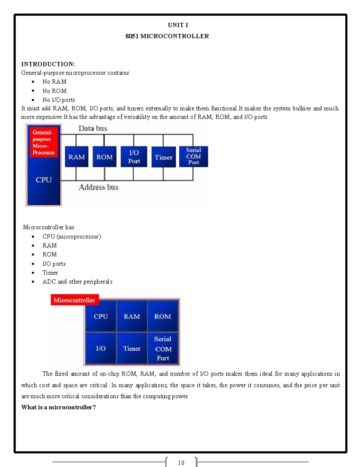 ET3491 notes - UNIT I 8051 MICROCONTROLLER INTRODUCTION: General ...