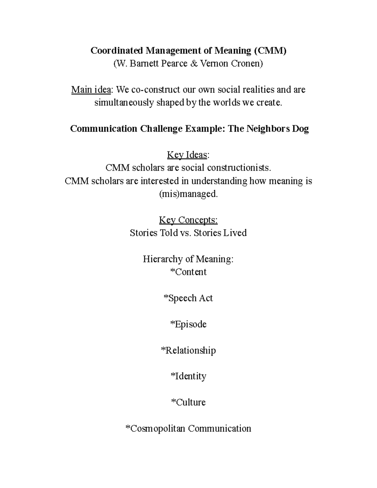 (2) Coordinated Management of Meaning - Barnett Pearce & Vernon Cronen ...