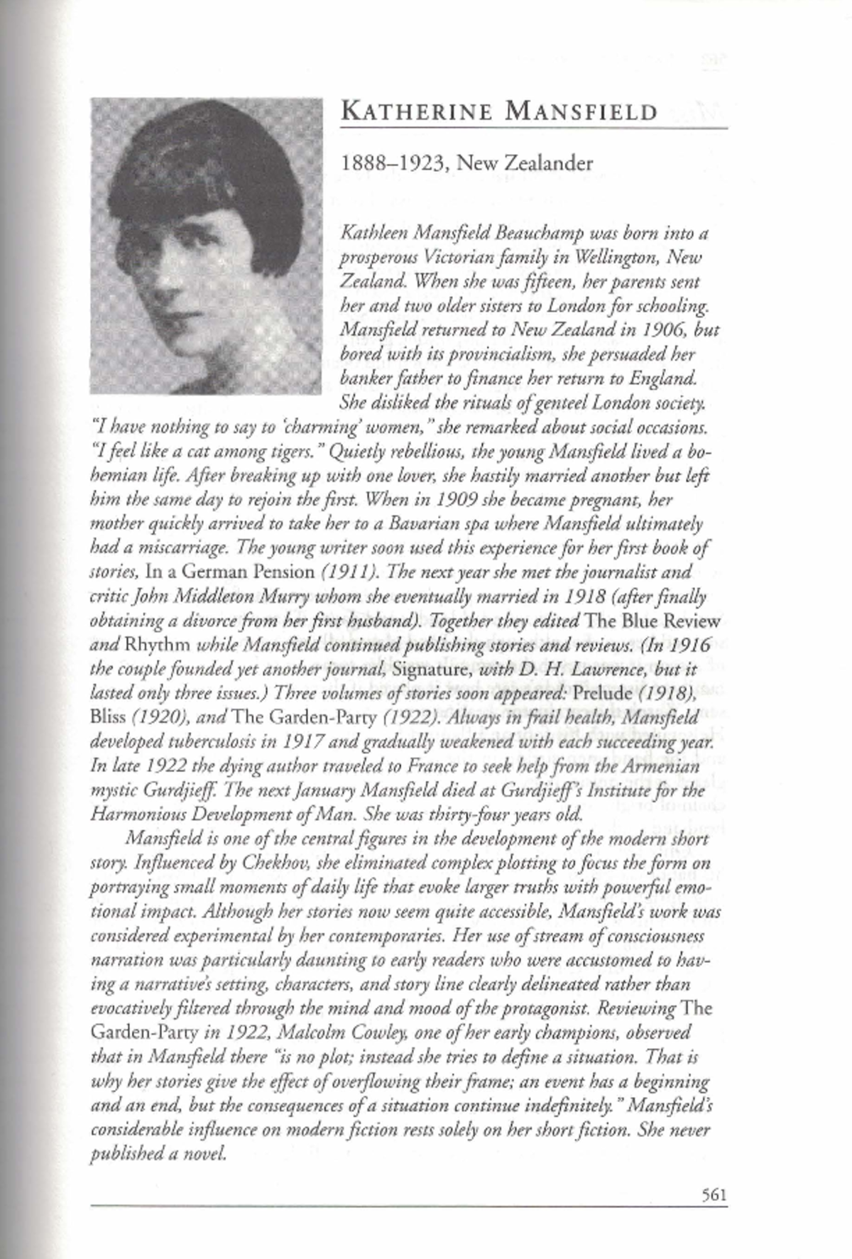 02.06 - Mansfield - The Garden Party - KATHERINE MANSFIELD 1888-1923 ...