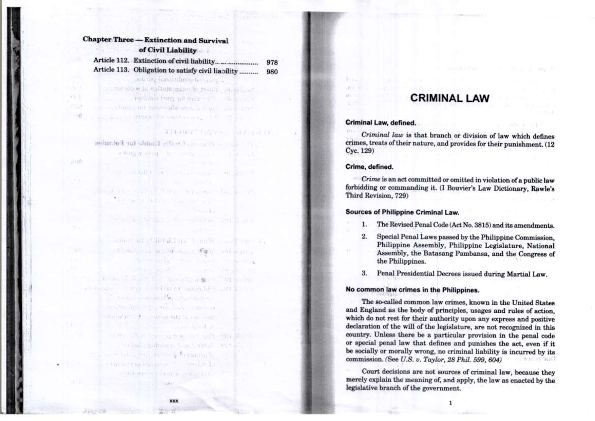 Criminal Law 102249 - Chapter Three Extinction and Survival of Civil ...