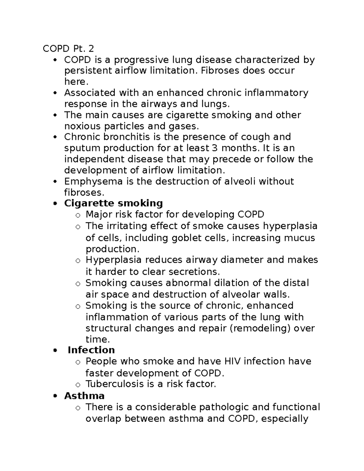 COPD Pt 2 - Just notes written on COPD - COPD Pt. 2 COPD is a ...