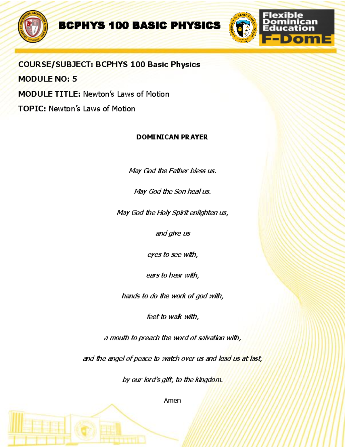 Basic Physics Module 5 - BCPHYS 100 BASIC PHYSICS COURSE/SUBJECT ...