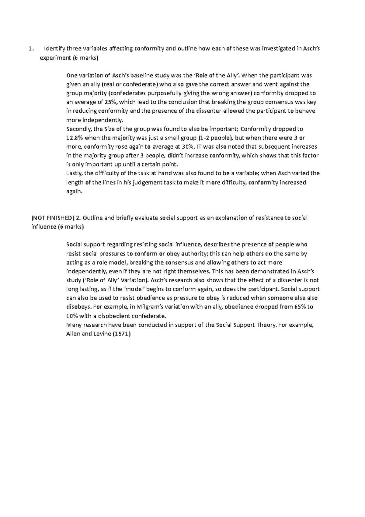 Exam qs - Essay questions given for A-level revision practise ...