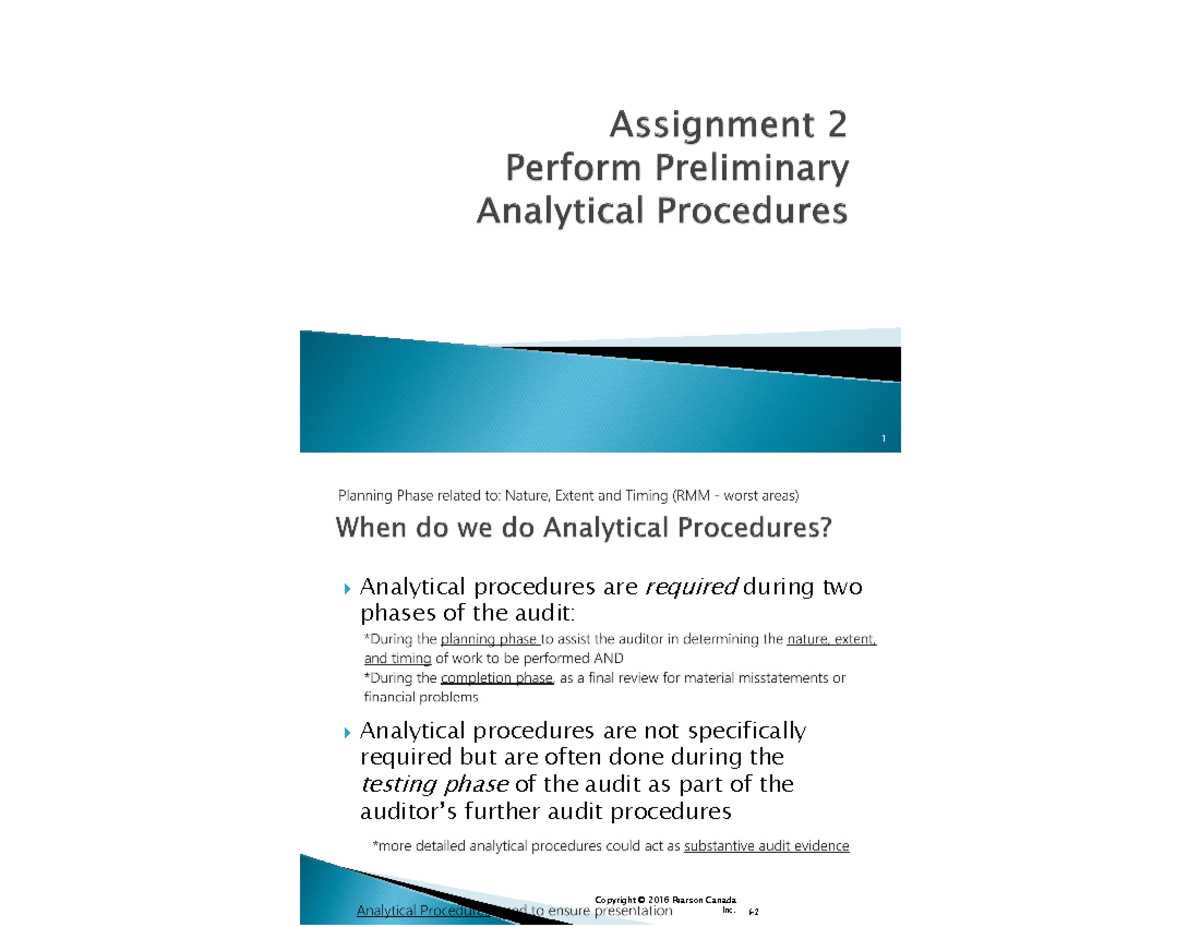 Casebook Chapter 2 notes - 1 Analytical procedures are requiredduring ...