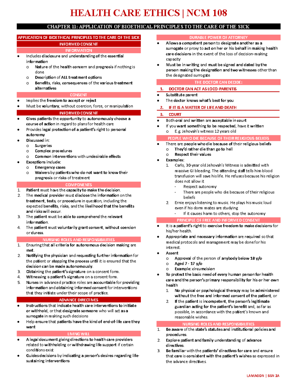 Chapter 11 - Application OF Ethical Principles - HEALTH CARE ETHICS ...