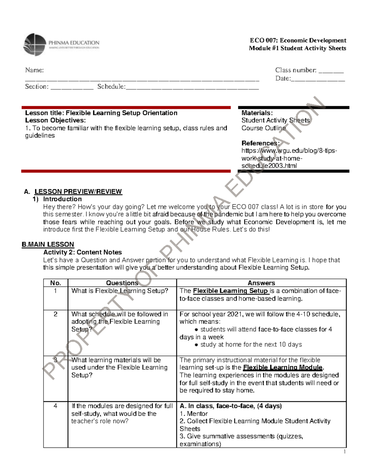 SAS1-ECO007 - sample - ECO 007: Economic Development Module #1 Student ...