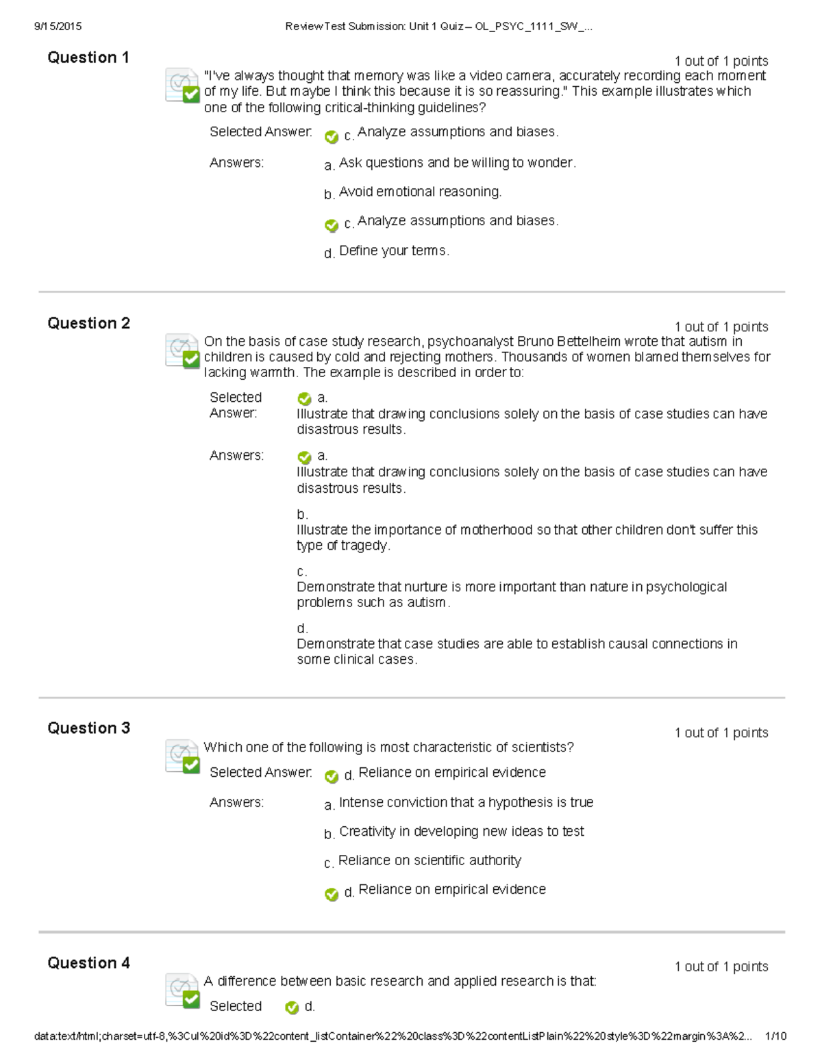 Quizz 1 - Solution - Question - Studocu