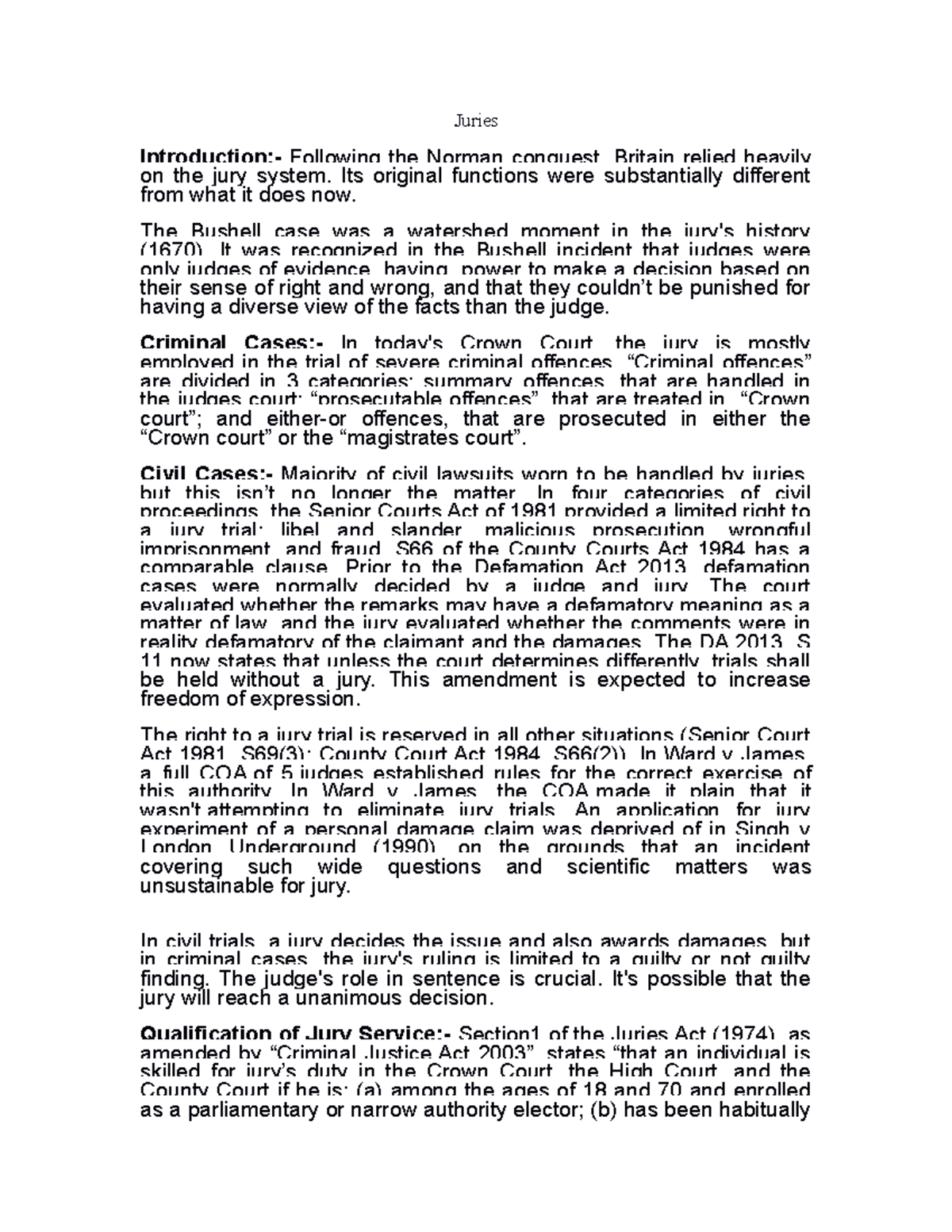 JURY Alevel - plag - Juries Introduction:- Following the Norman ...