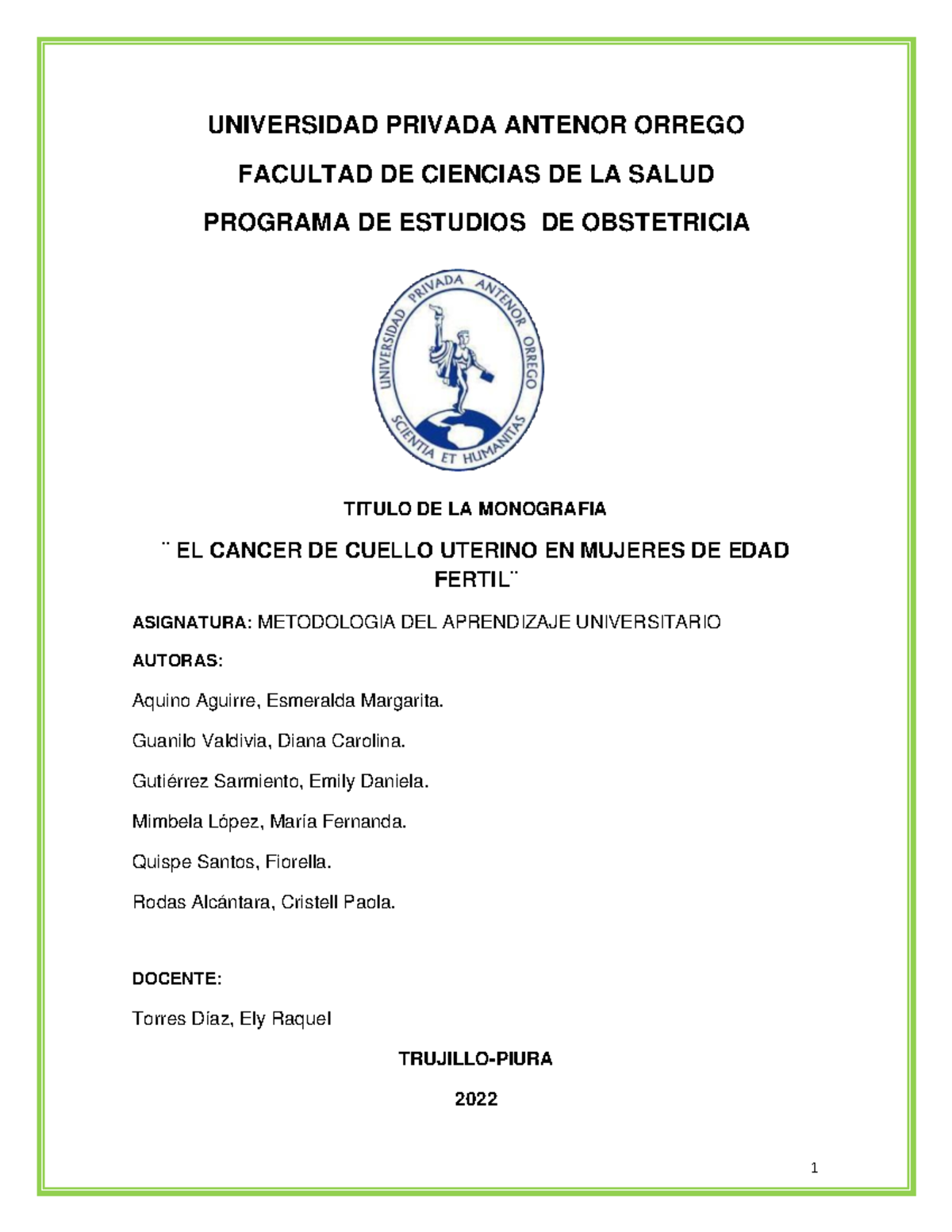 Monografia final grupo 3 - UNIVERSIDAD PRIVADA ANTENOR ORREGO FACULTAD ...