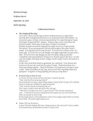 Outline motivational speech - Name Michaela Arteaga ...