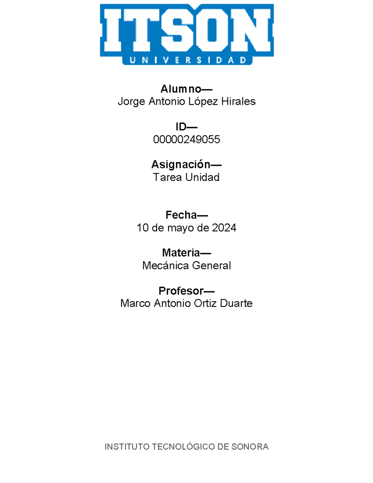 Portada Tareas Itson - dhdjdb - SUSTENTABILIDAD - Alumno— Jorge Antonio ...