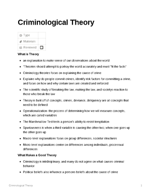 Defining Crime - Notes taken in Professor Pickering's class CRIM 1013 ...