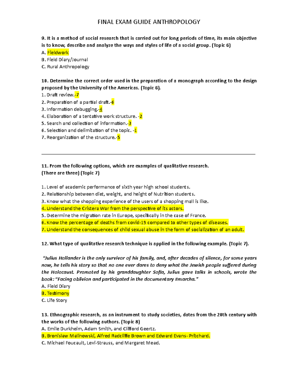 Quiz 4 - Anthropology Guide Part II - FINAL EXAM GUIDE ANTHROPOLOGY It ...