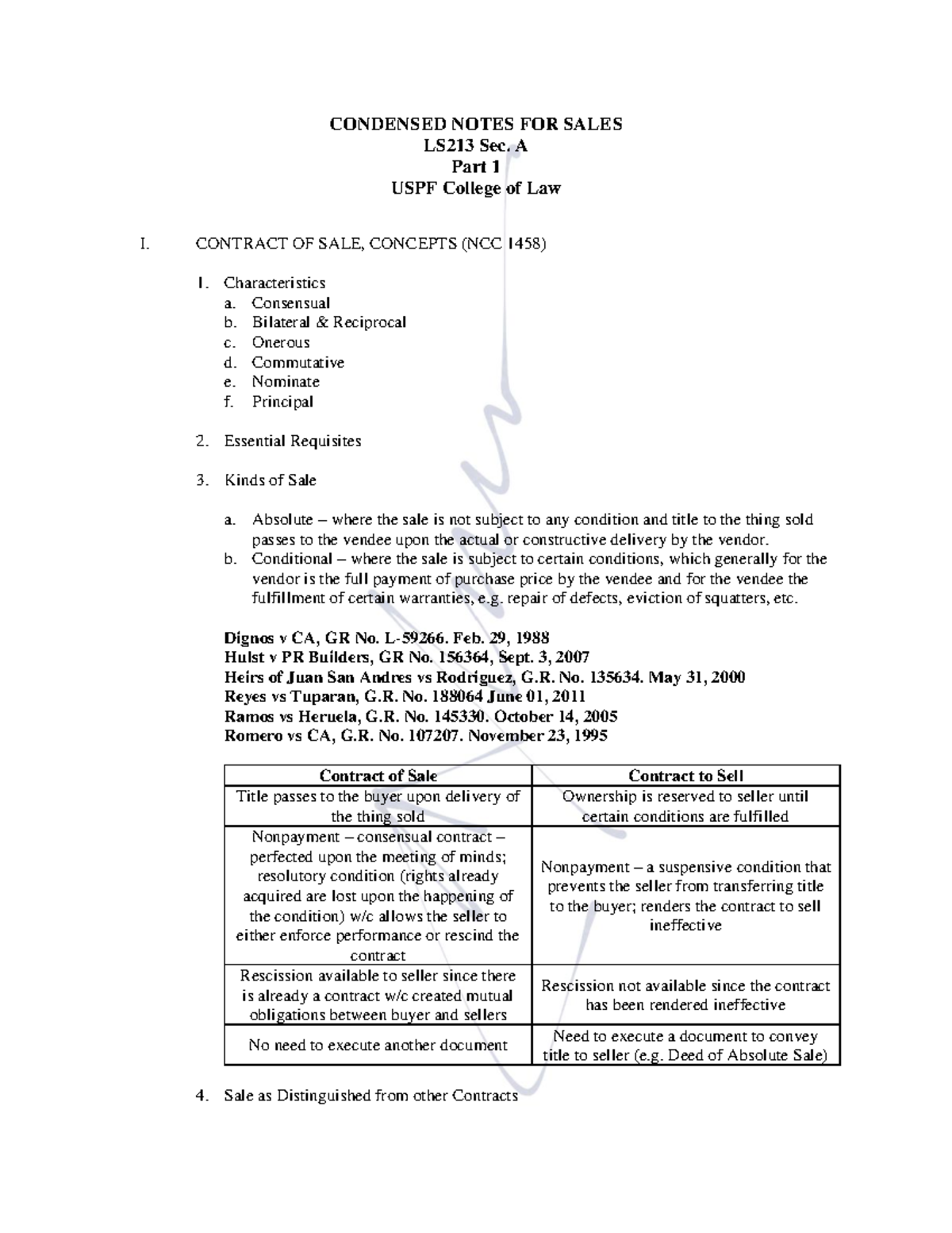 Notes-1 - notes l;ang po to - CONDENSED NOTES FOR SALES LS213 Sec. A ...