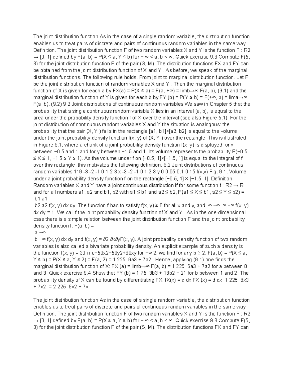 Stat8 - Prob and Stats - The joint distribution function As in the case ...