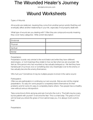 Examen Worksheet Wounded Healer Journey - The Wounded Healer’s Journey ...