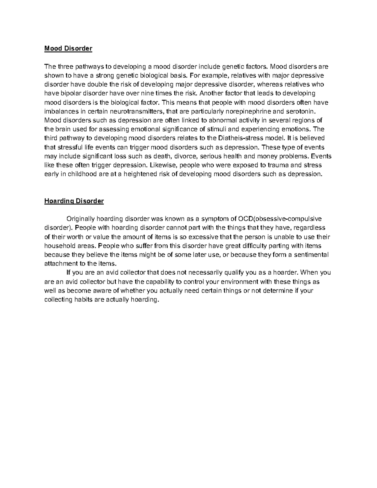 PSYC module 6 %pts - psyc % pts questions - Mood Disorder The three ...