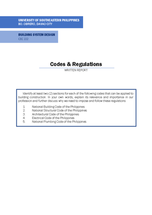 CEC222 Building System Design Codes and Regulations - UNIVERSITY OF ...
