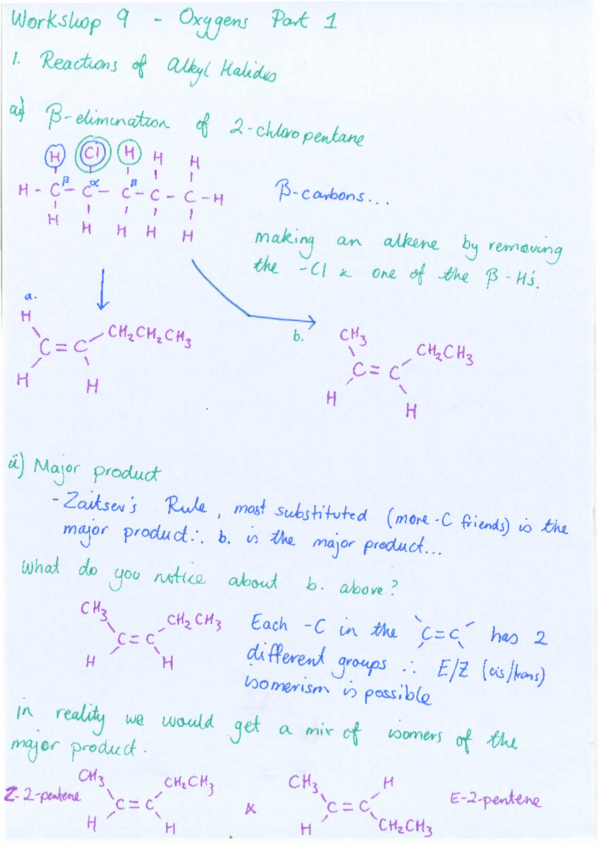 Workshop 9 - Oxygen Containing Compounds I Answers - Work q - OXJJem P