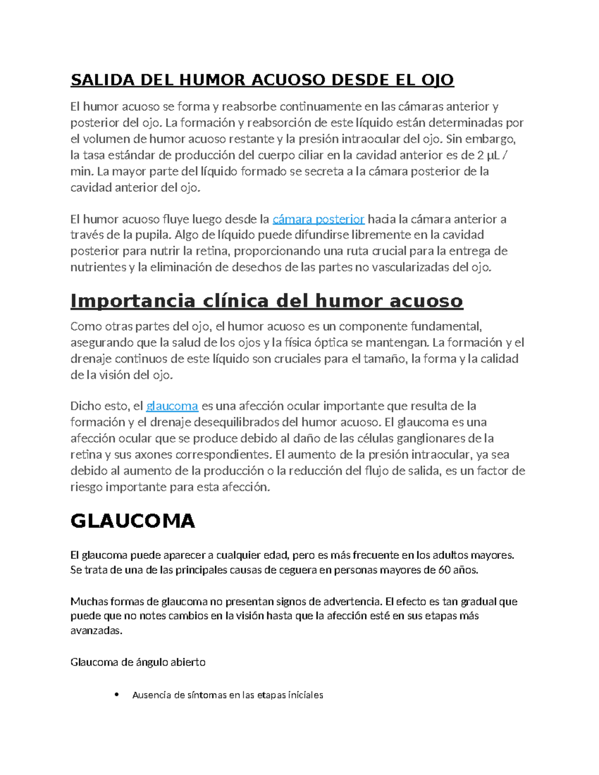 Salida DEL Humor Acuoso Desde EL OJO - SALIDA DEL HUMOR ACUOSO DESDE EL ...