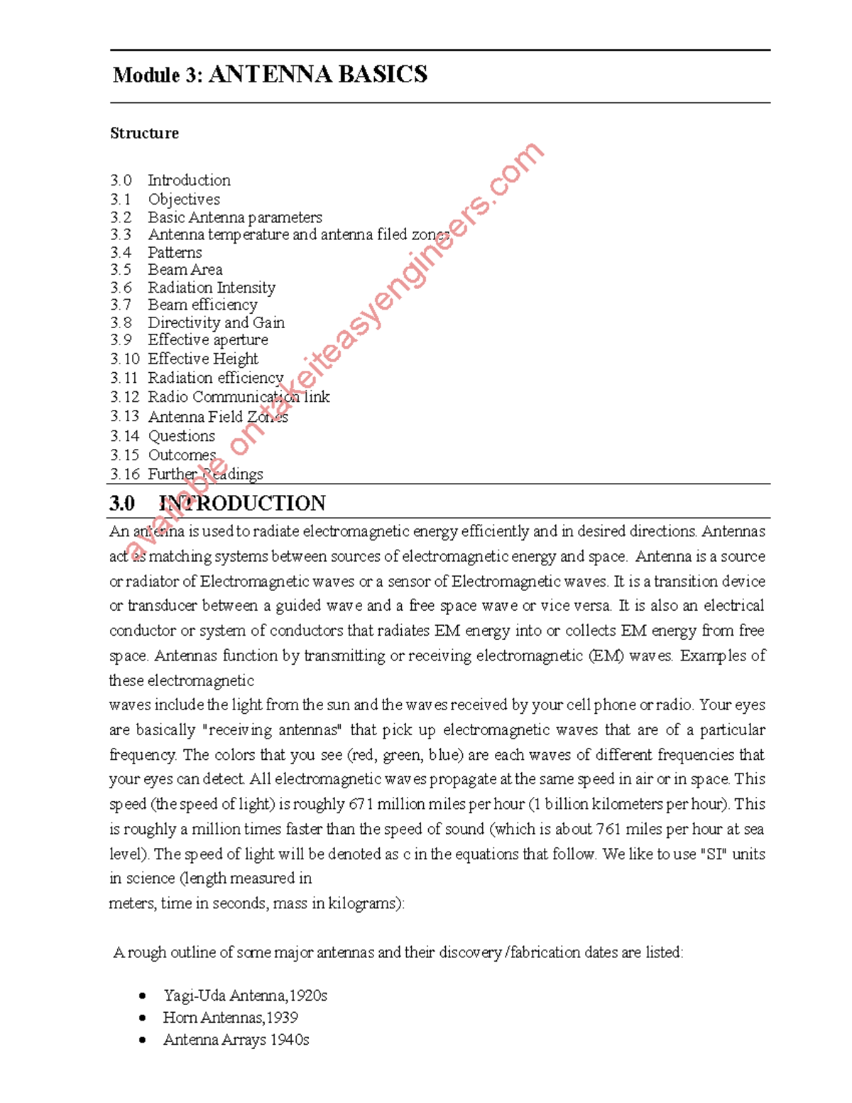 M3 watermark - 7th sem ece MA NOTES M3 - Module 3: ANTENNA BASICS ...