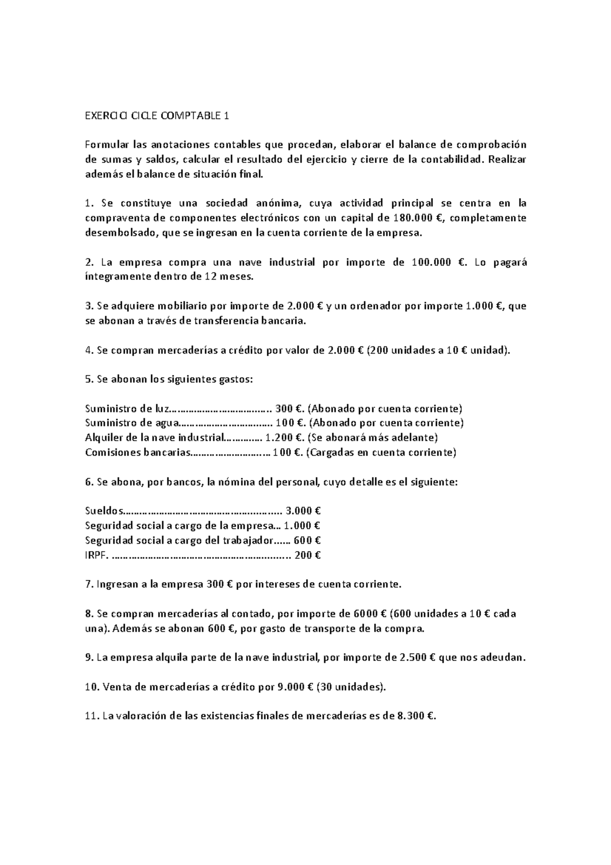 Exercicis Cicle Comptable - Warning: TT: undefined function: 32 EXERCICI CICLE COMPTABLE 1 ...