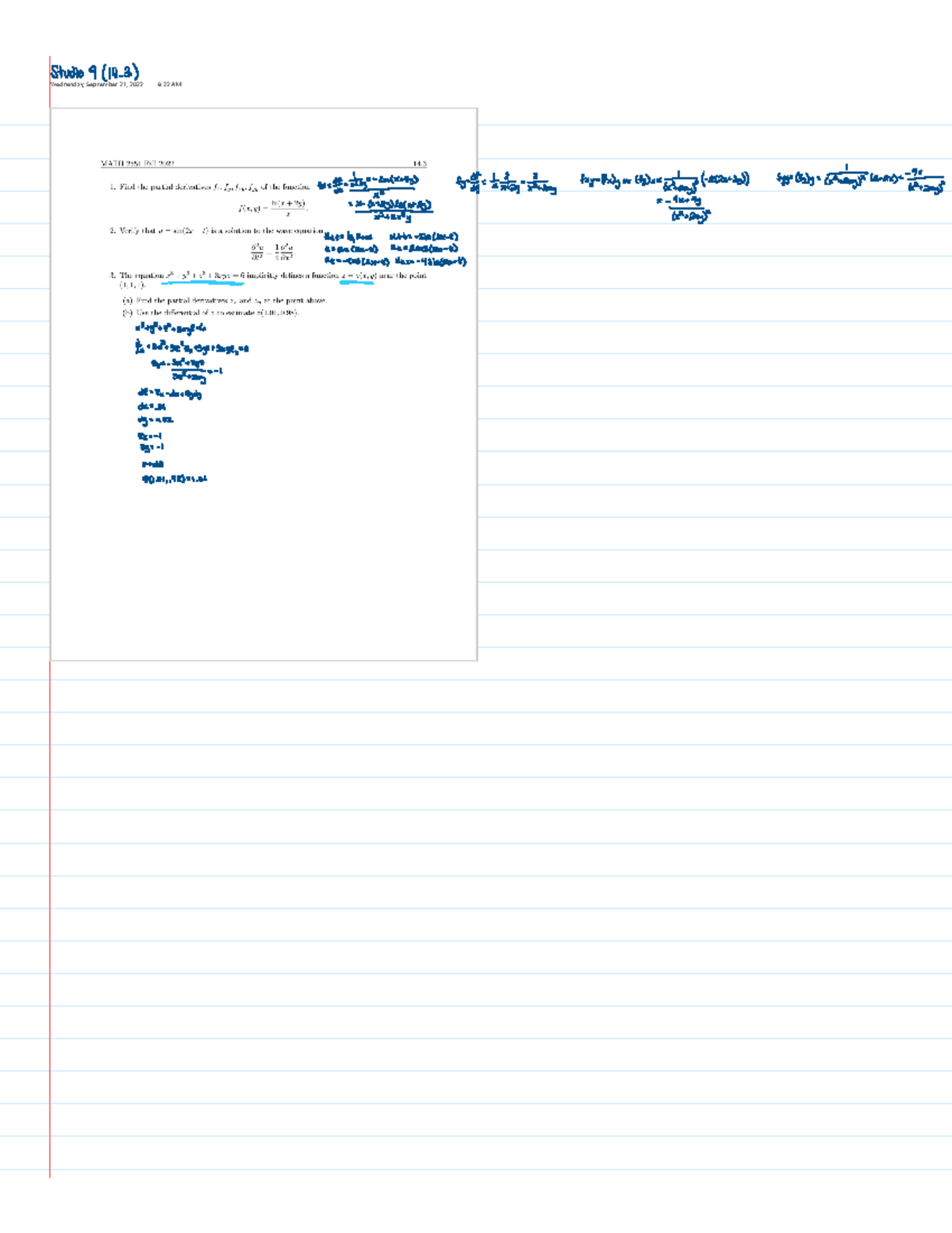 Math2551 Studio 9 Section 14 3 Math 2551 Wednesday September 21