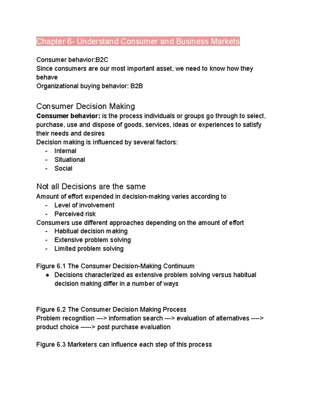Chapter 6- Understand Consumer and Business Markets - What other ...
