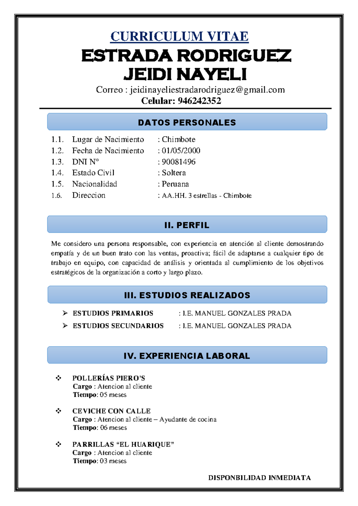 Cv. Jeidi - apuntes - CURRICULUM VITAE ESTRADA RODRIGUEZ JEIDI NAYELI ...