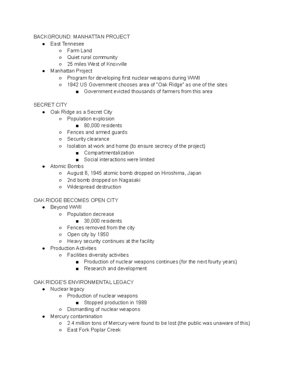 Sociological Case Study Oak Ridge - BACKGROUND: MANHATTAN PROJECT East ...
