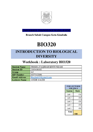 Practical 2 Protista - BIO 320 Laboratory Manual INTRODUCTION TO ...
