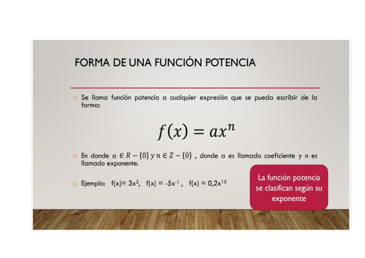 Funcion Potencia - Interesante - FORMA DE UNA FUNCIÓN POTENCIA Se llama ...