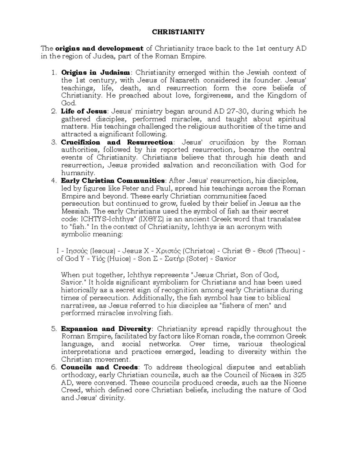 world religion lesson 1 - The origins and development of Christianity ...