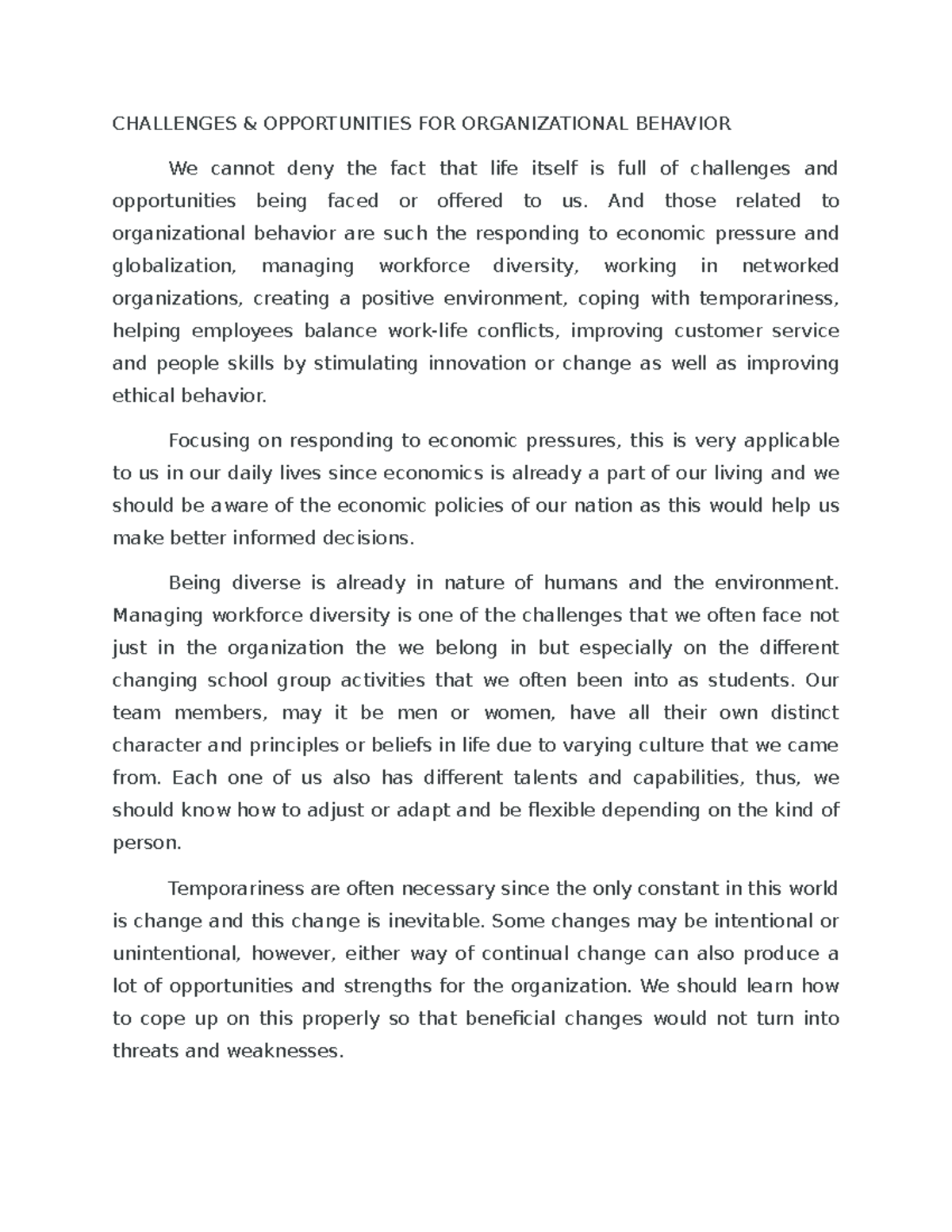 Challenges - Lecture notes 6 - CHALLENGES & OPPORTUNITIES FOR ...