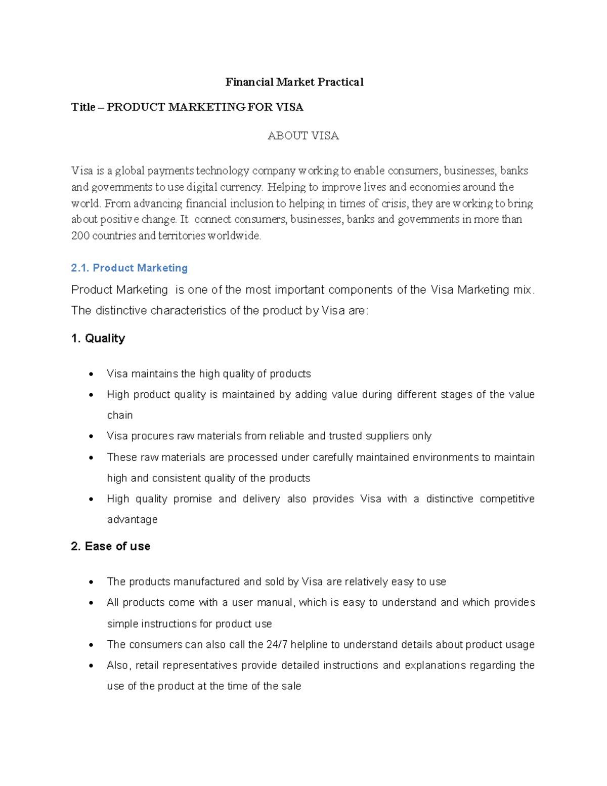 PM Visa practical - detailed information - Financial Market Practical ...