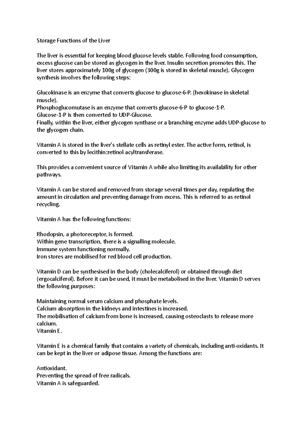 Liver storage functions - Storage Functions of the Liver The liver is ...