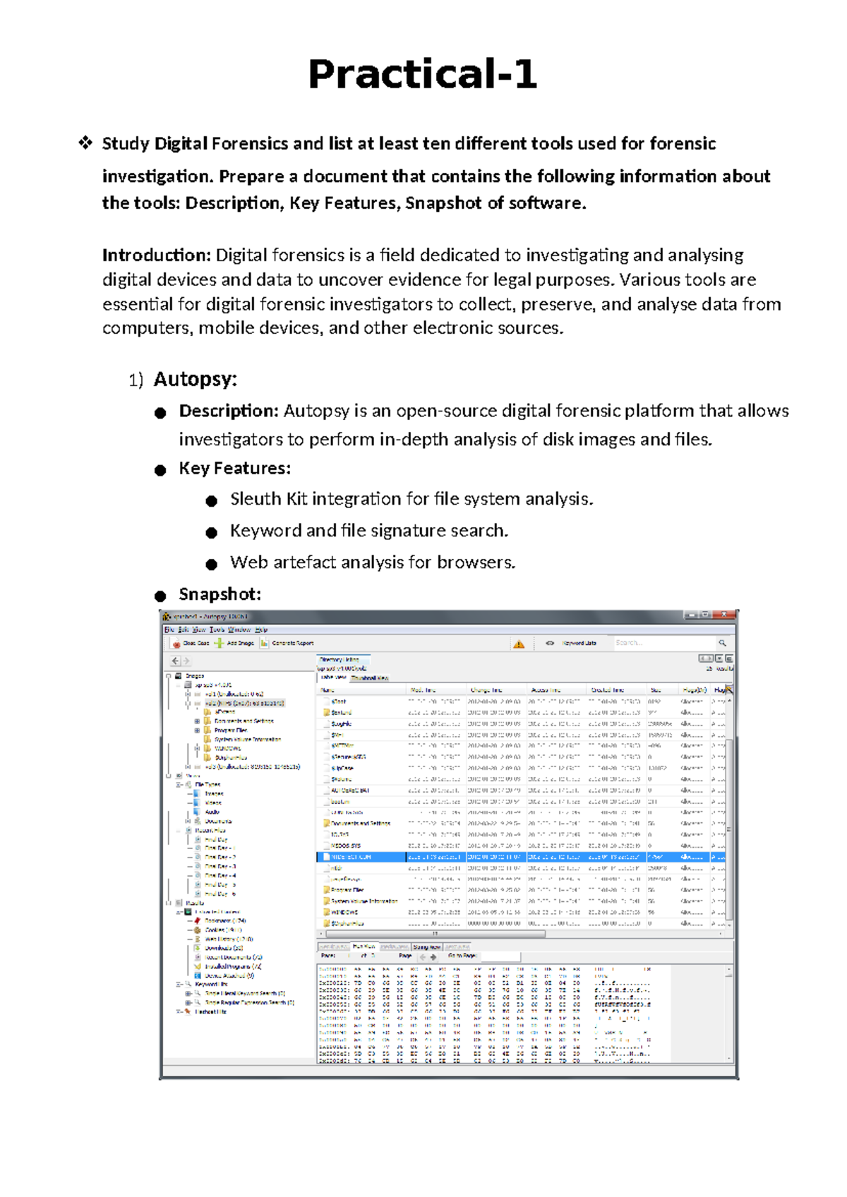 Practicals - Practical- Study Digital Forensics and list at least ten ...