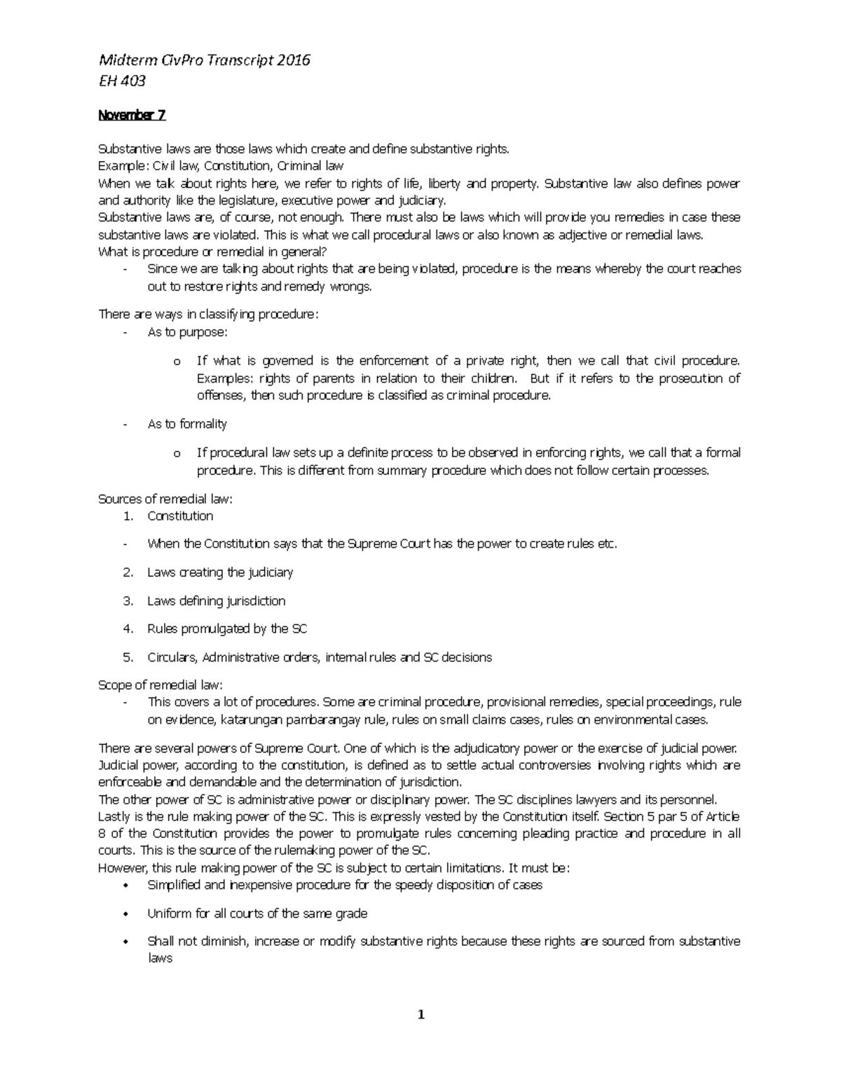Midterm-Civ Pro-2016 - reference - Juris Doctor - Studocu