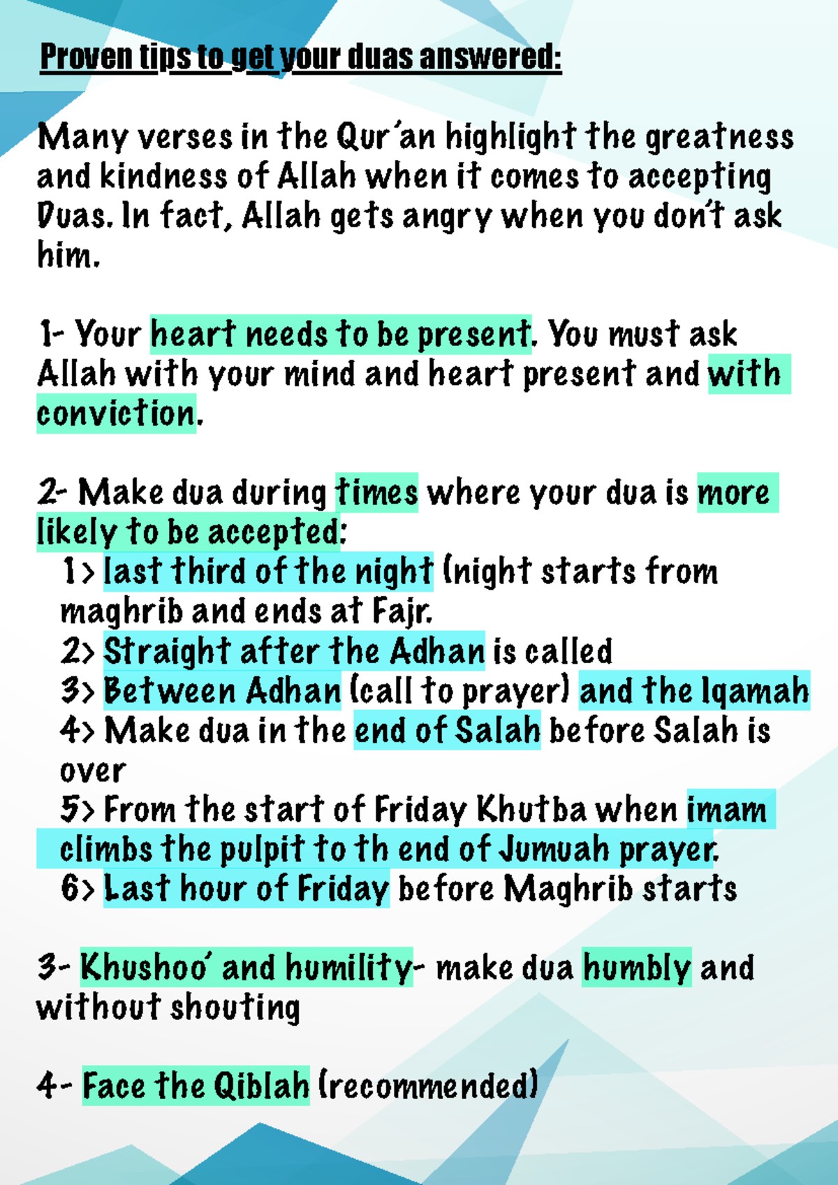 Making Dua Properly - Proven tips to get your duas answered: Many ...