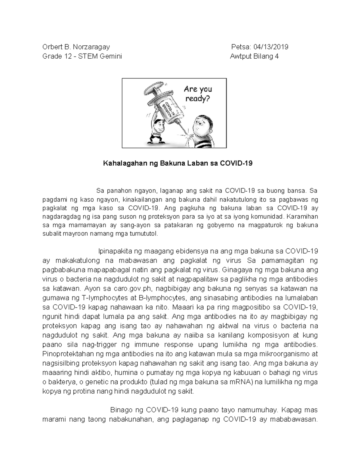 Untitled document - Orbert B. Norzaragay Petsa: 04/13/ Grade 12 - STEM ...