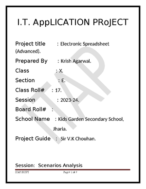 Front and Certificate - IP practical for class 12 - Project on STUDENT ...