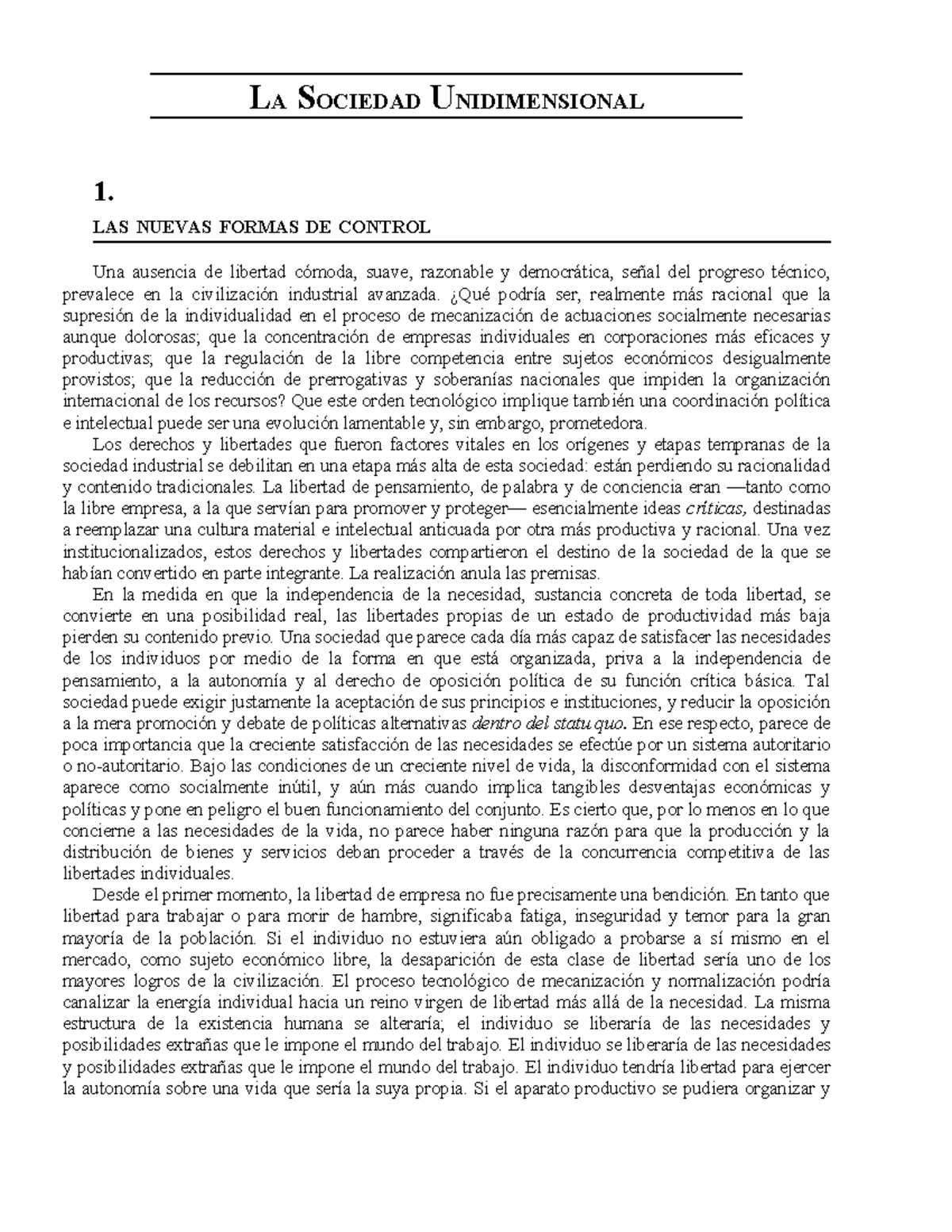 Xd1 - khkhk - LA SOCIEDAD UNIDIMENSIONAL 1. LAS NUEVAS FORMAS DE ...