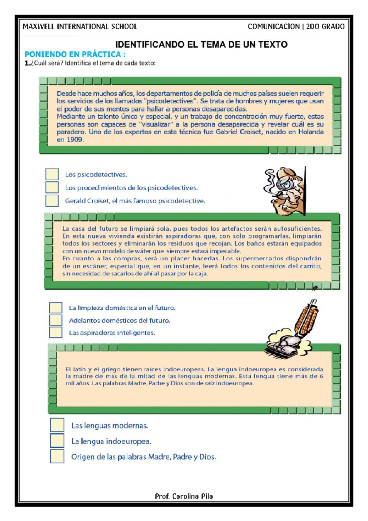 Identificando el tema de un texto - Comunicación 2do - estrategias de ...