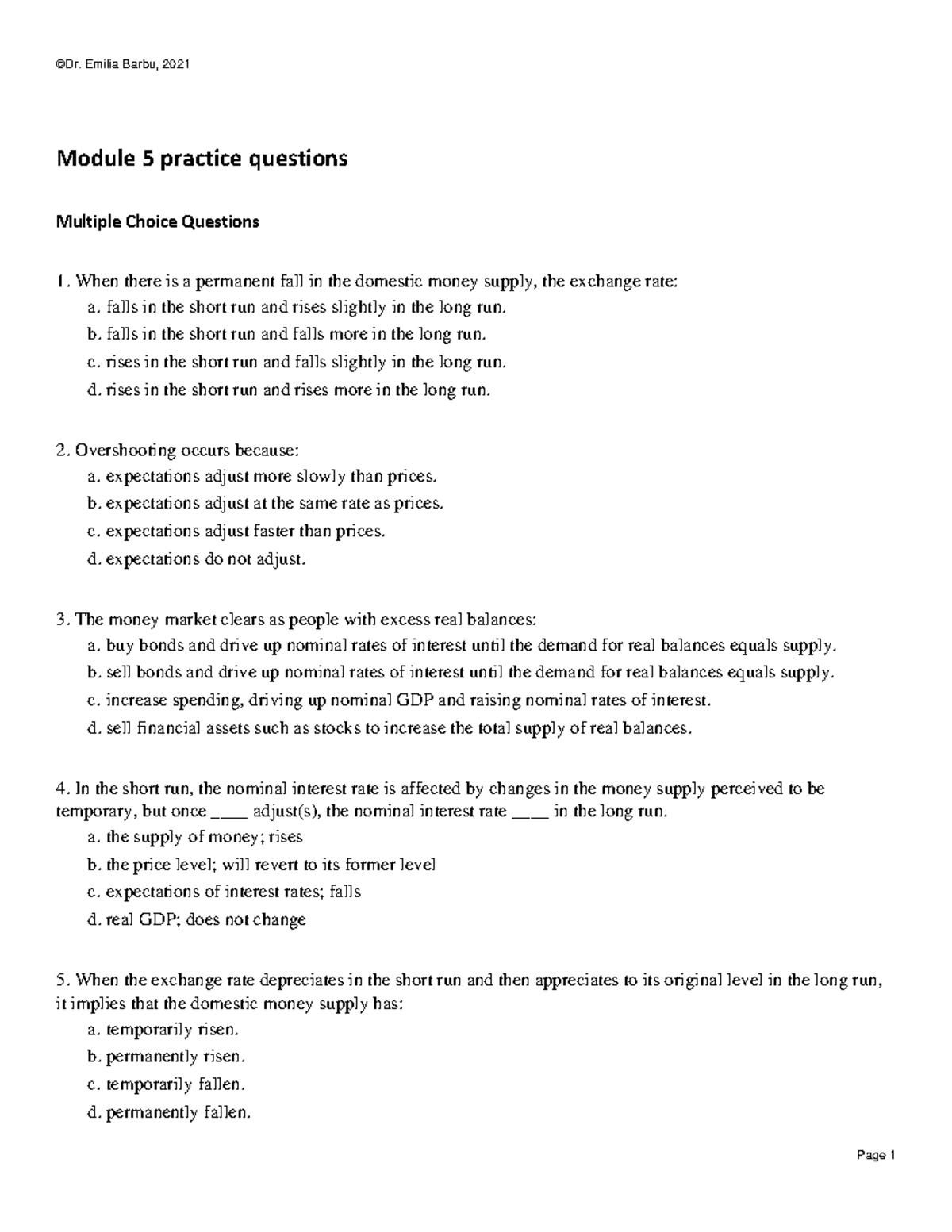 Module 5 questions and solutions - Cecn 606 - Toronto Met - Studocu