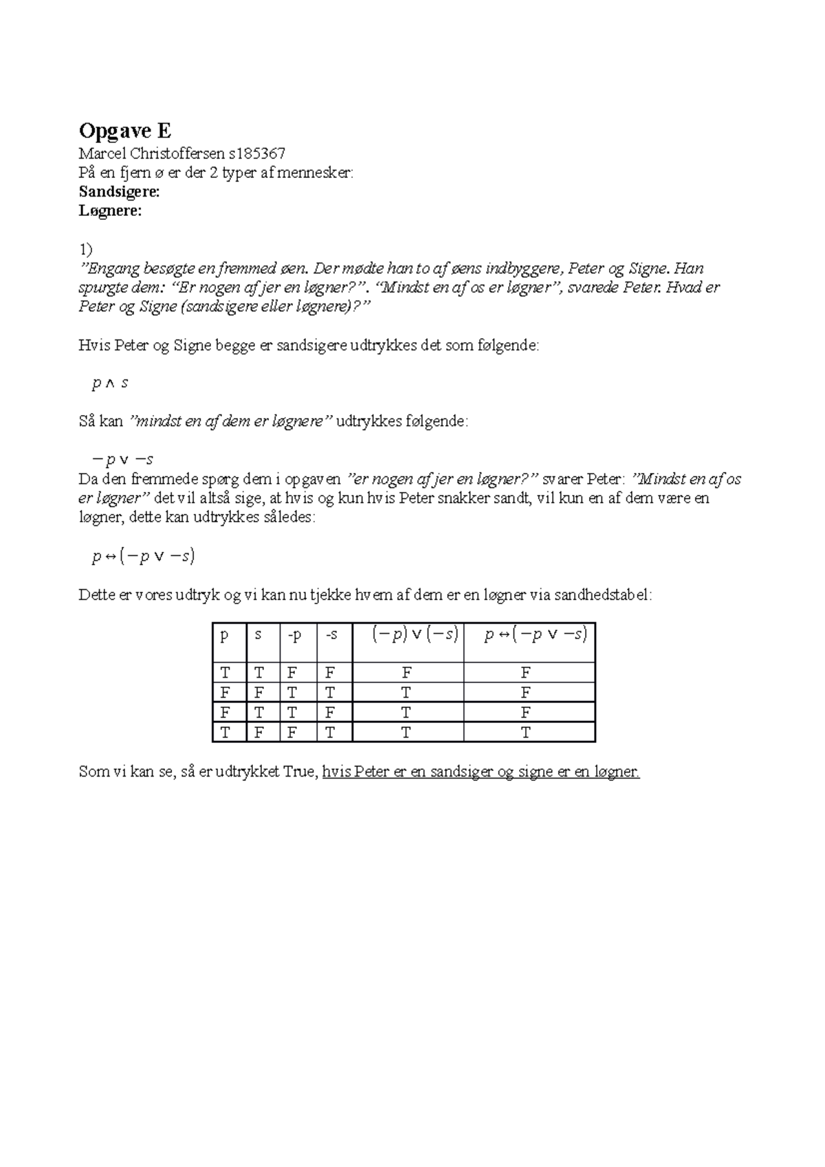 Opgave E diskret matematik - opgave e - Diskret Matematik - DTU - Studocu